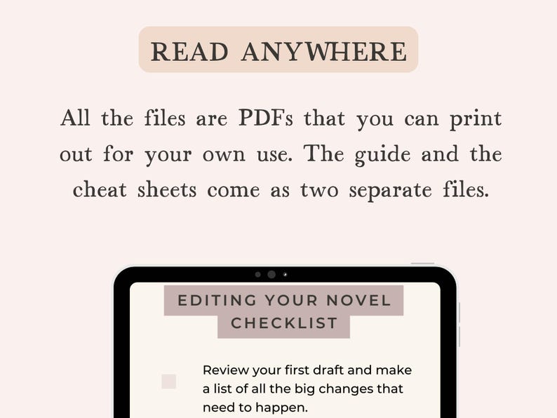 Quick Guide and Cheat Sheets to Editing Your Novel, Printables for ...