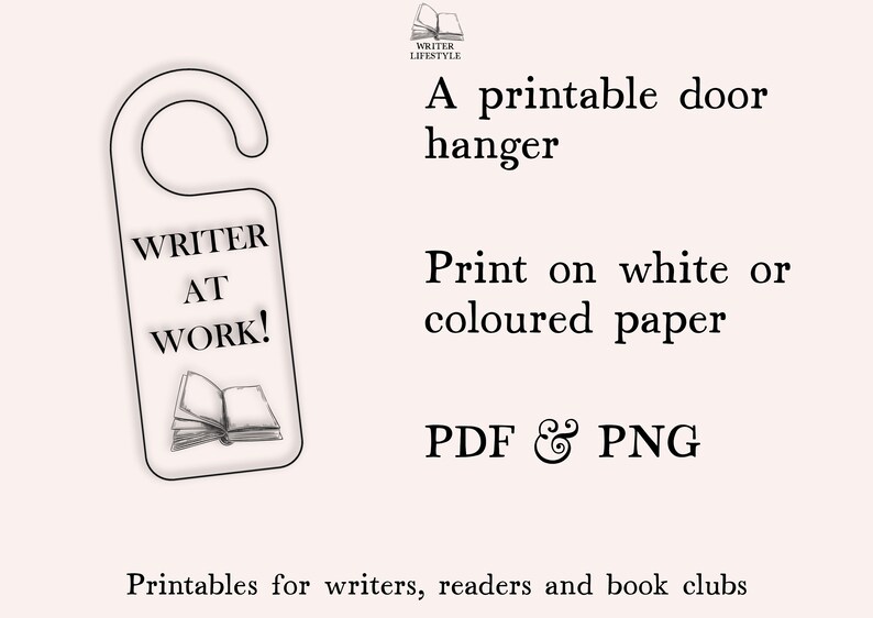 Printable Door Hanger, Writer at Work, Do Not Disturb, Printables for ...