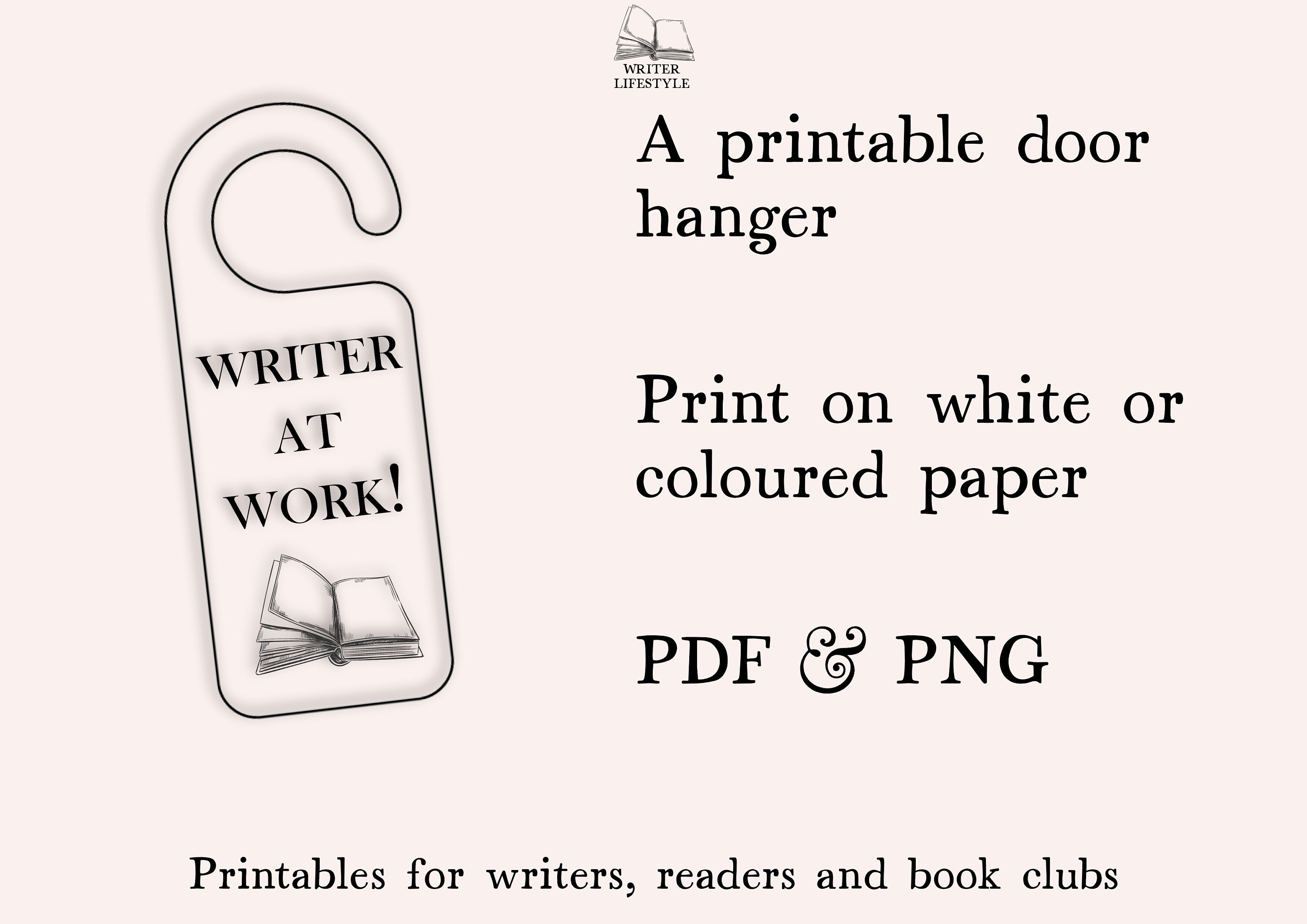 Printable Door Hanger, Writer at Work, Do Not Disturb, Printables for ...