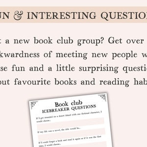 Icebreaker Questions for Book Club, Printable Games for Reading Group ...