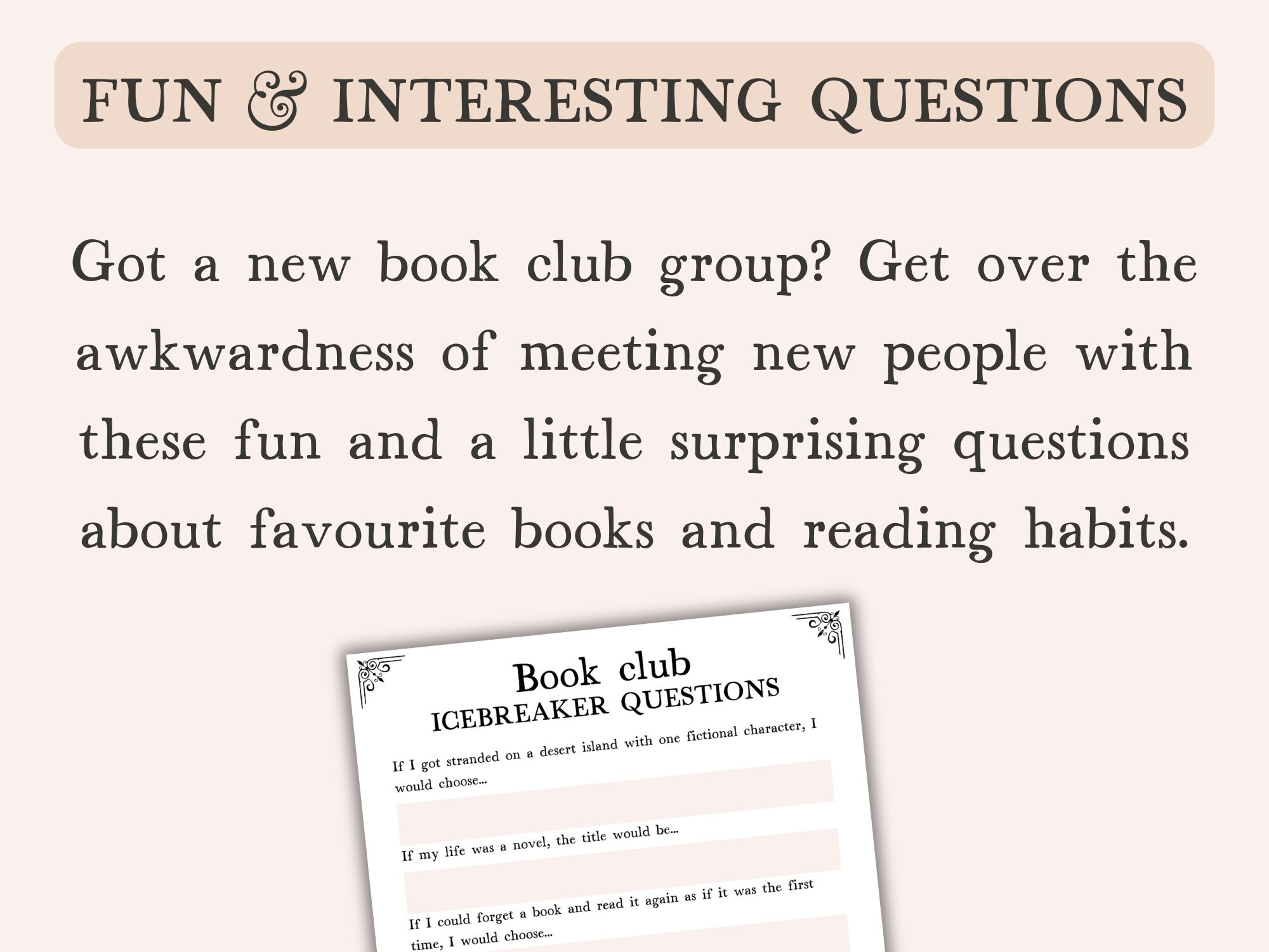 Icebreaker Questions for Book Club, Printable Games for Reading Group ...