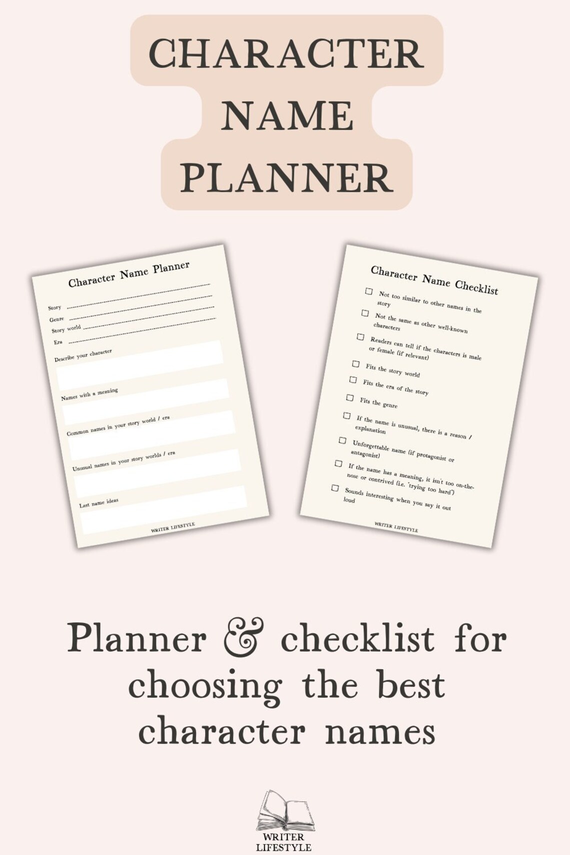 Character Name Planner, Printable and Digital Writer Worksheet - Etsy