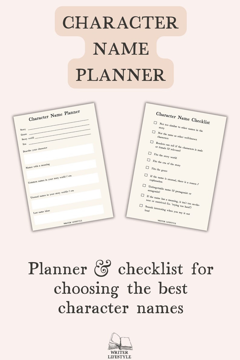 Character Name Planner, Printable and Digital Writer Worksheet - Etsy