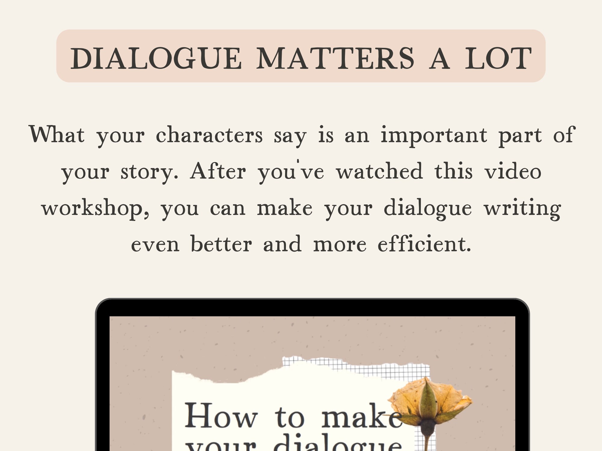 How to Write Dialogue Video Workshop, Self Study Lesson for Novel ...