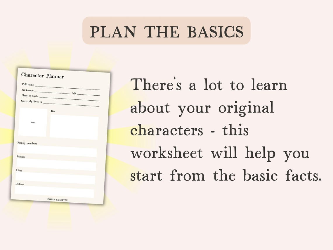 Nanowrimo Character Creation Worksheet for Preptober, Creative Writing ...