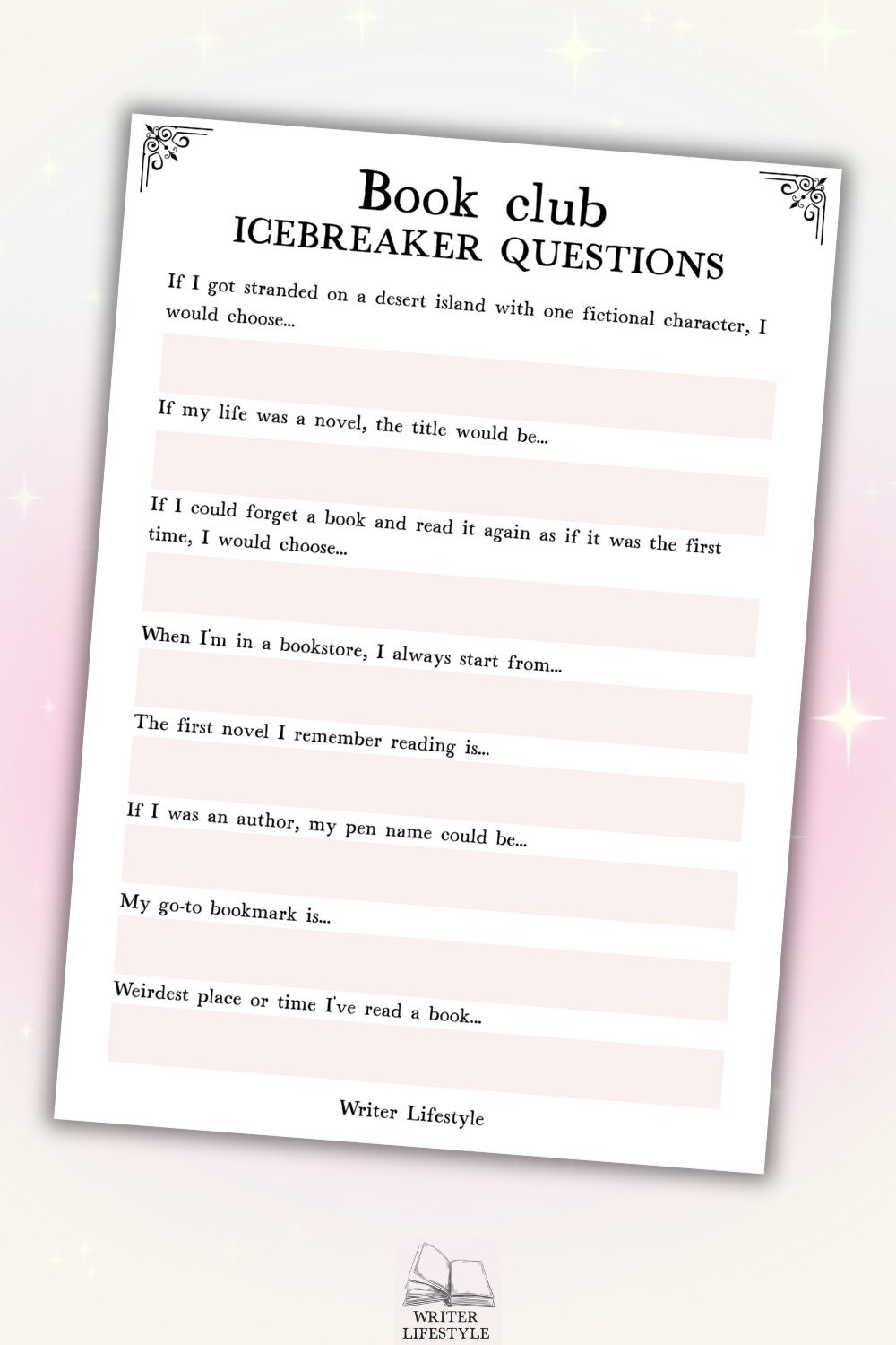 Icebreaker Questions for Book Club, Printable Games for Reading Group ...