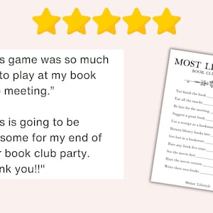 Book Club Game Printable "most Likely To", Fun Party Games for Adults ...
