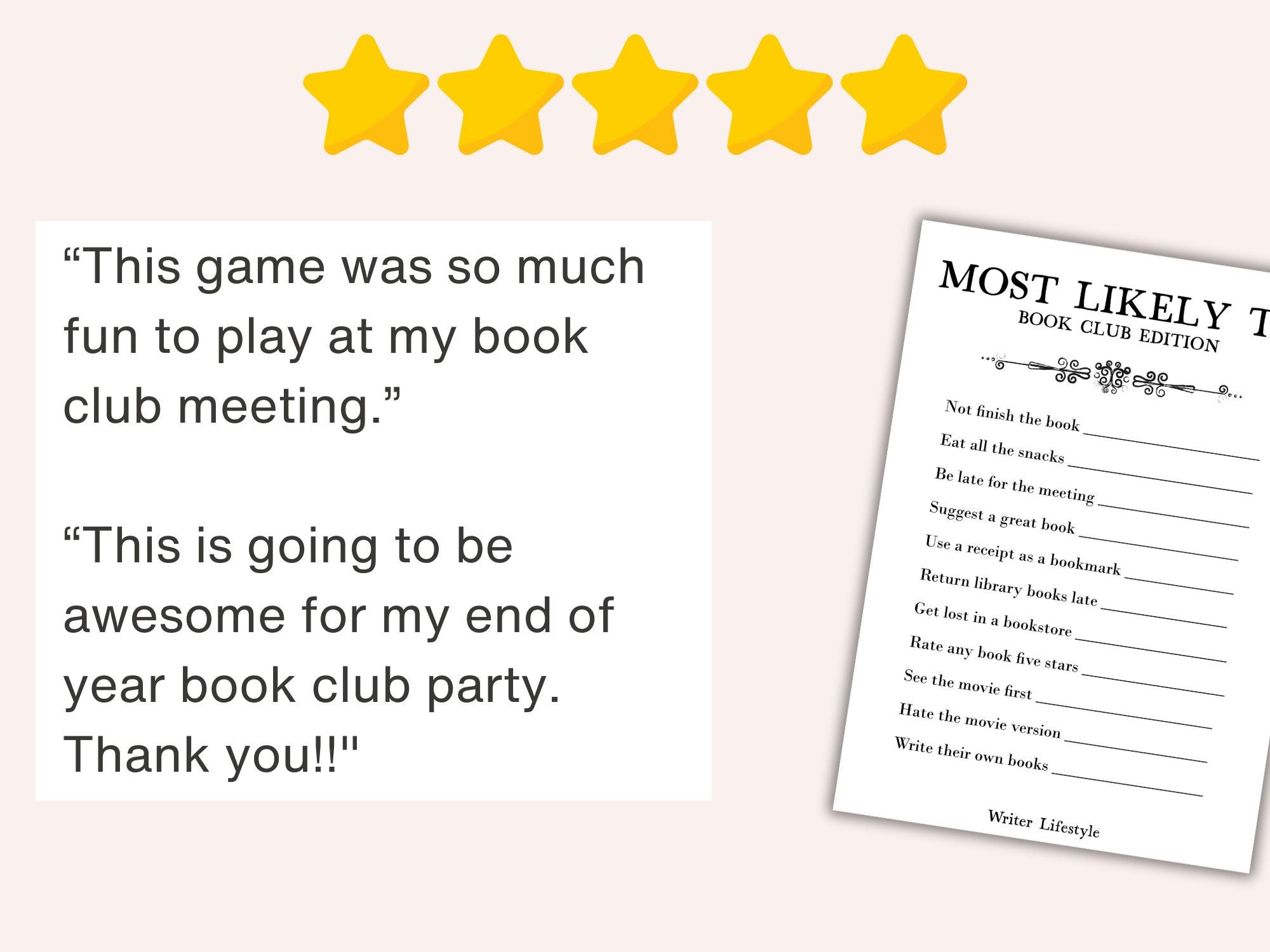 Book Club Game Printable most Likely To, Fun Party Games for Adults ...