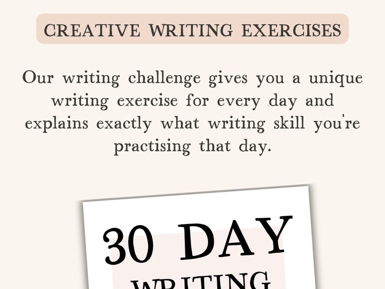 Writing Exercises 30 Day Challenge With Printable Workbook (PDF) - Etsy UK
