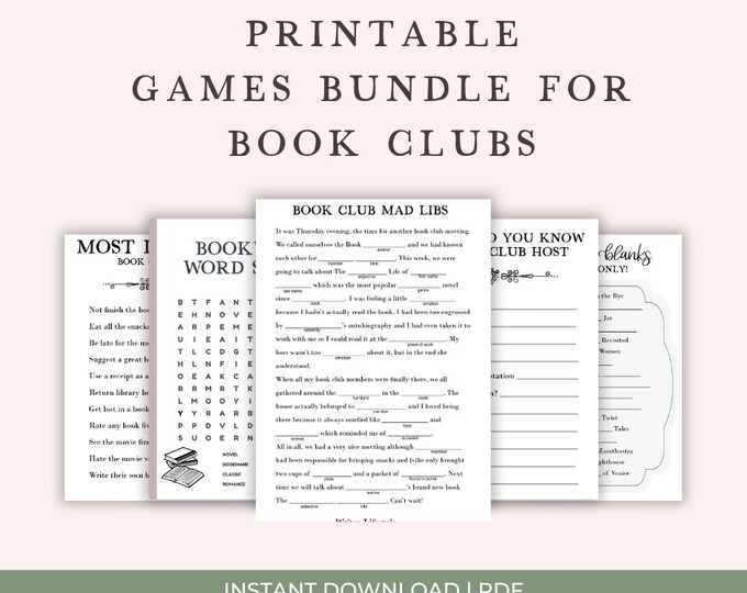 Book Club Game Printable most Likely To, Fun Party Games for Adults ...