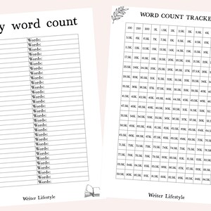 Word Count Printable Bundle Daily Word Count Tracker Writing - Etsy