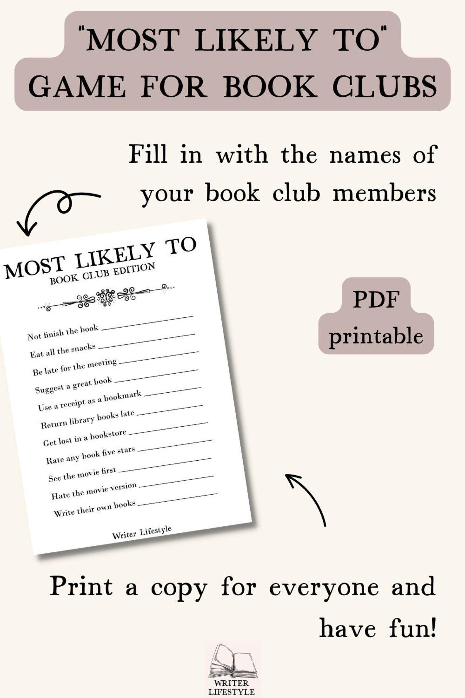 Book Club Game Printable most Likely To Fun Party - Etsy UK