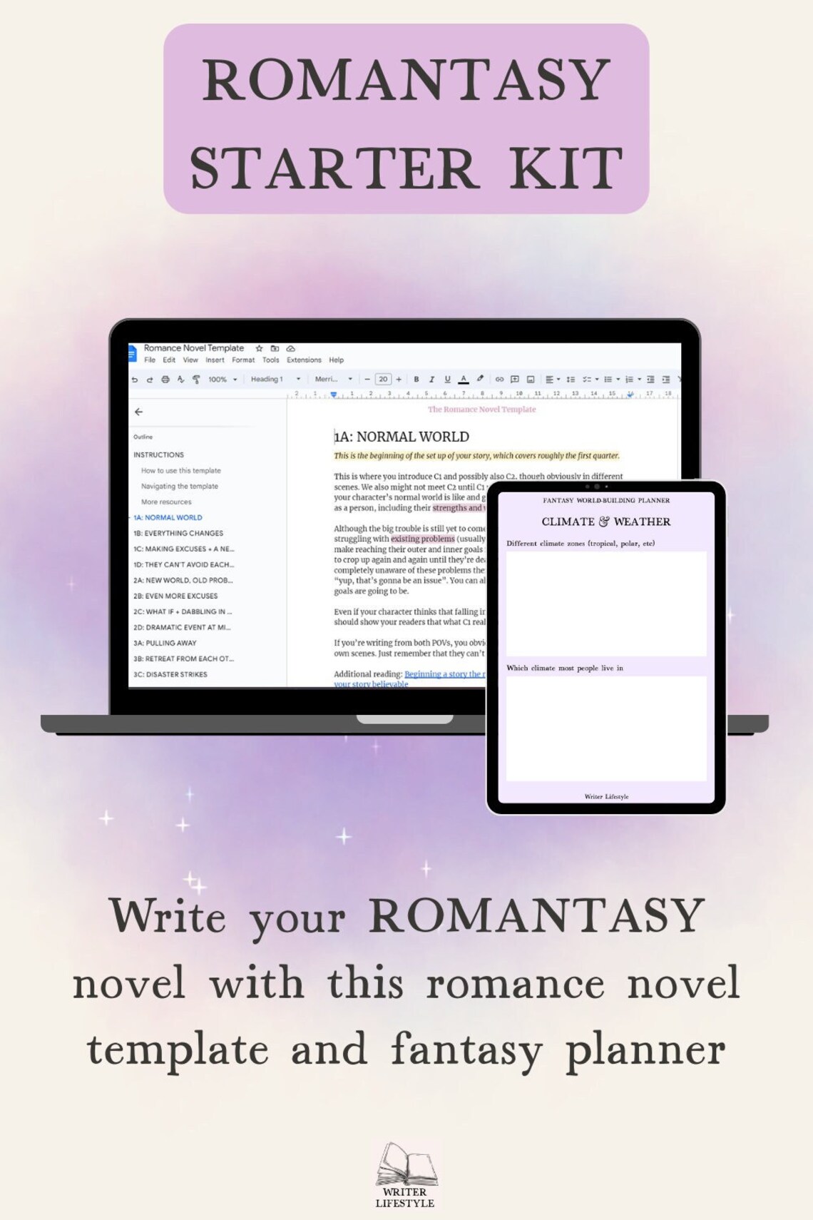 Romantasy Starter Kit With Romance Novel Template and Fantasy Worldbuilding Planner - Etsy