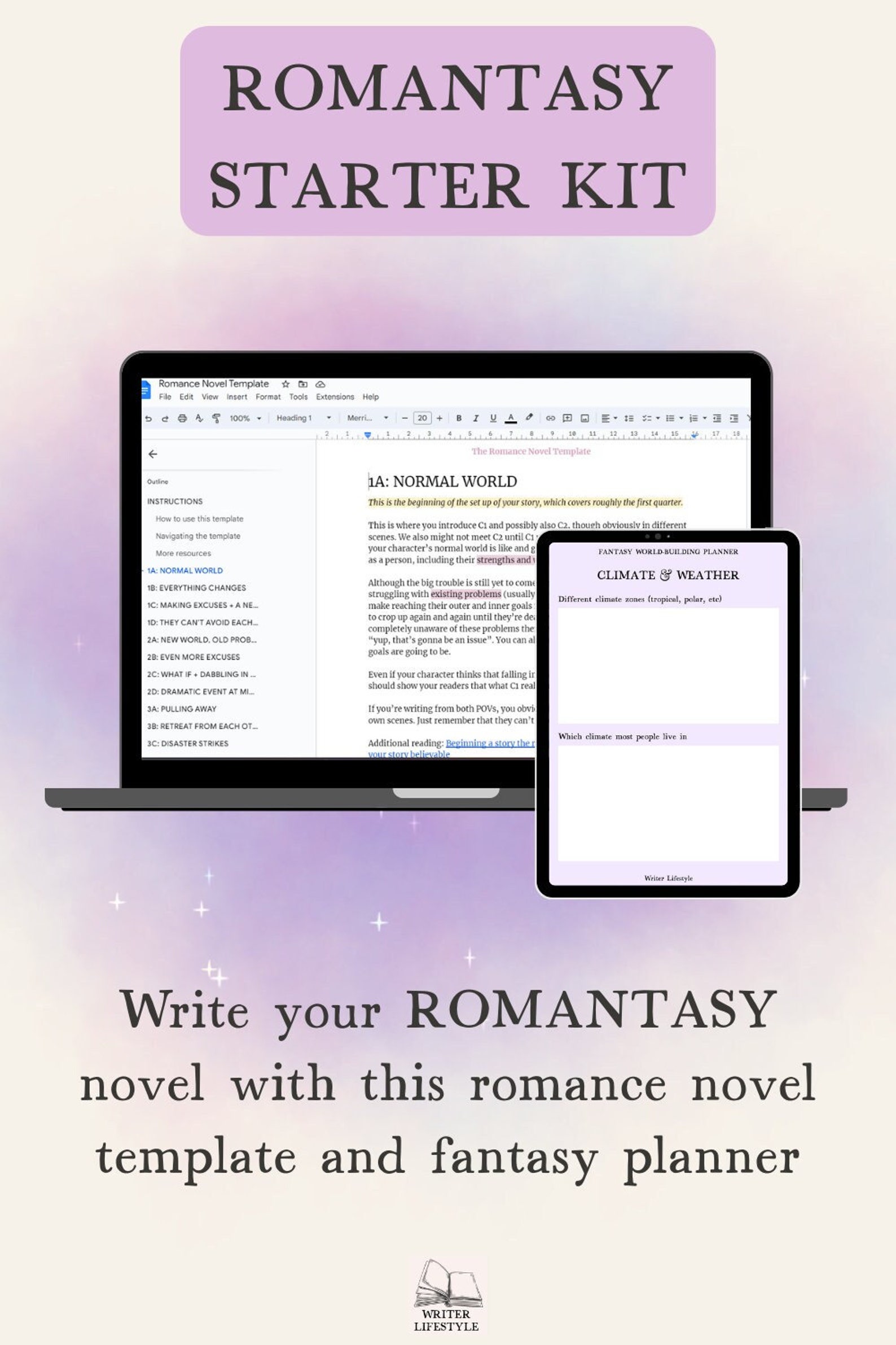 Romantasy Starter Kit With Romance Novel Template and Fantasy Worldbuilding Planner - Etsy