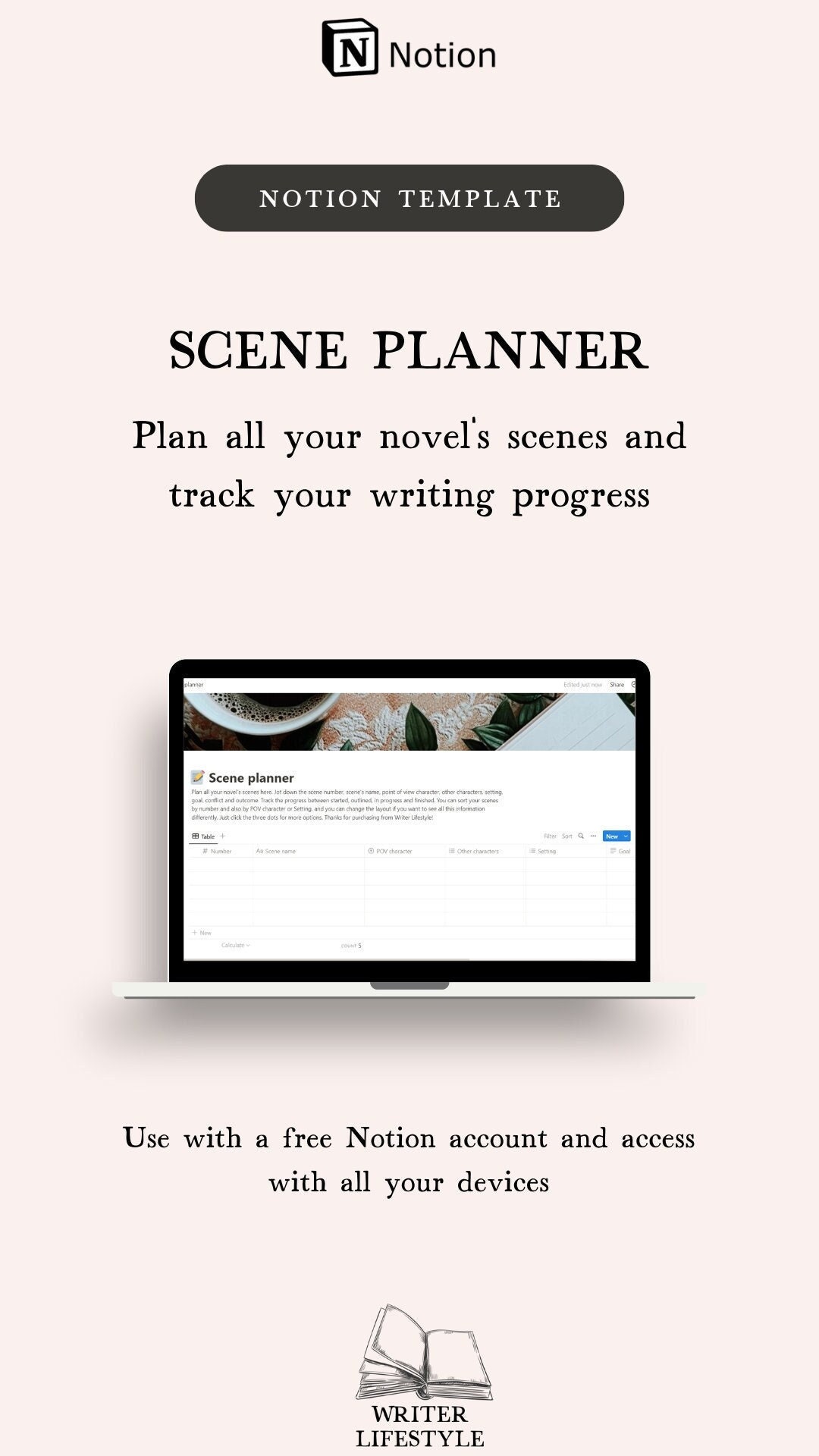 Novel Scene Planner Notion Template Creative Writing Story - Etsy