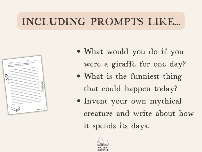 Writing Prompts for Kids PDF, Printable Story Pages for Middle School ...