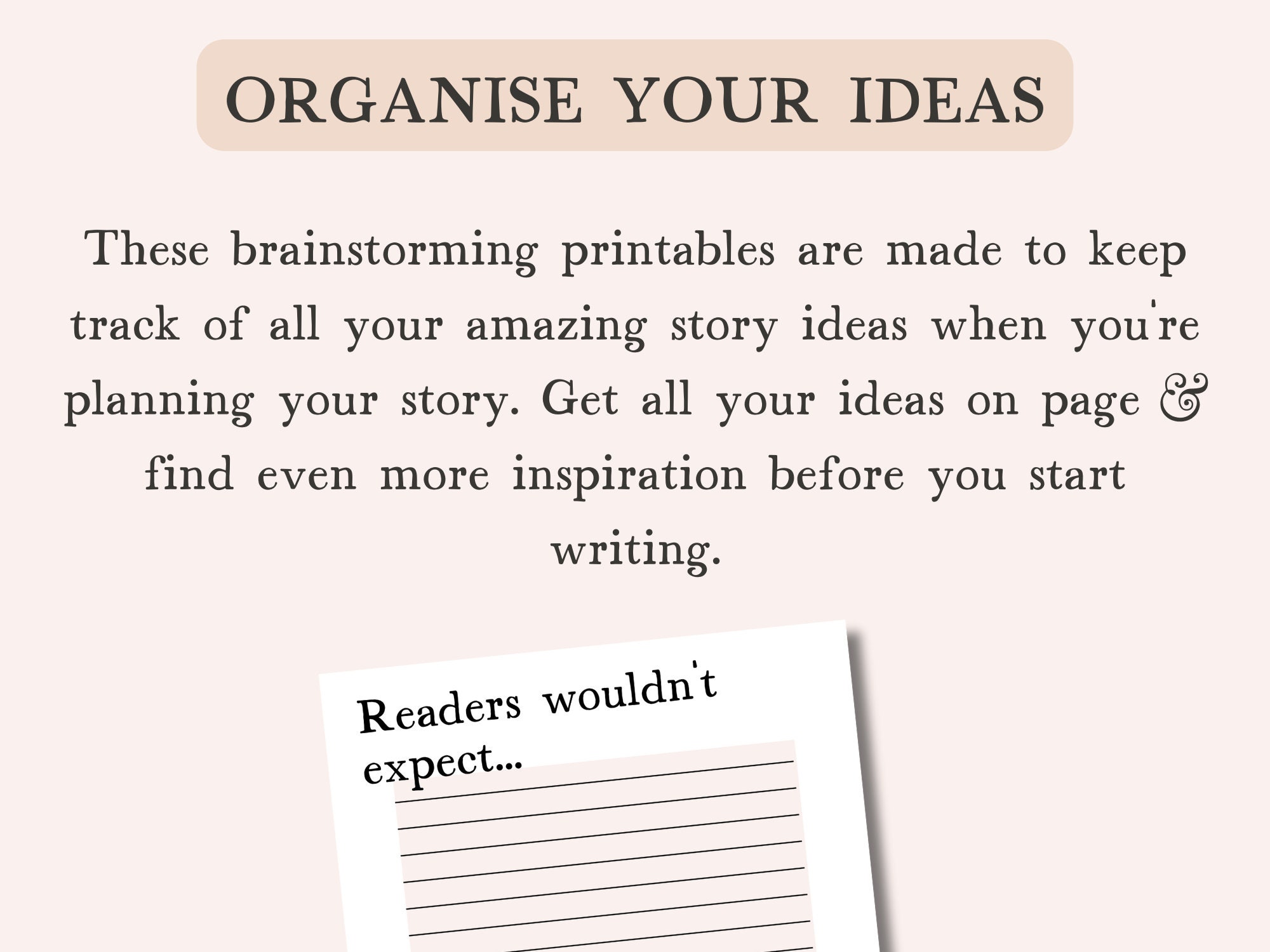 Brainstorming Printables for Writers, Novel Planner Worksheets ...