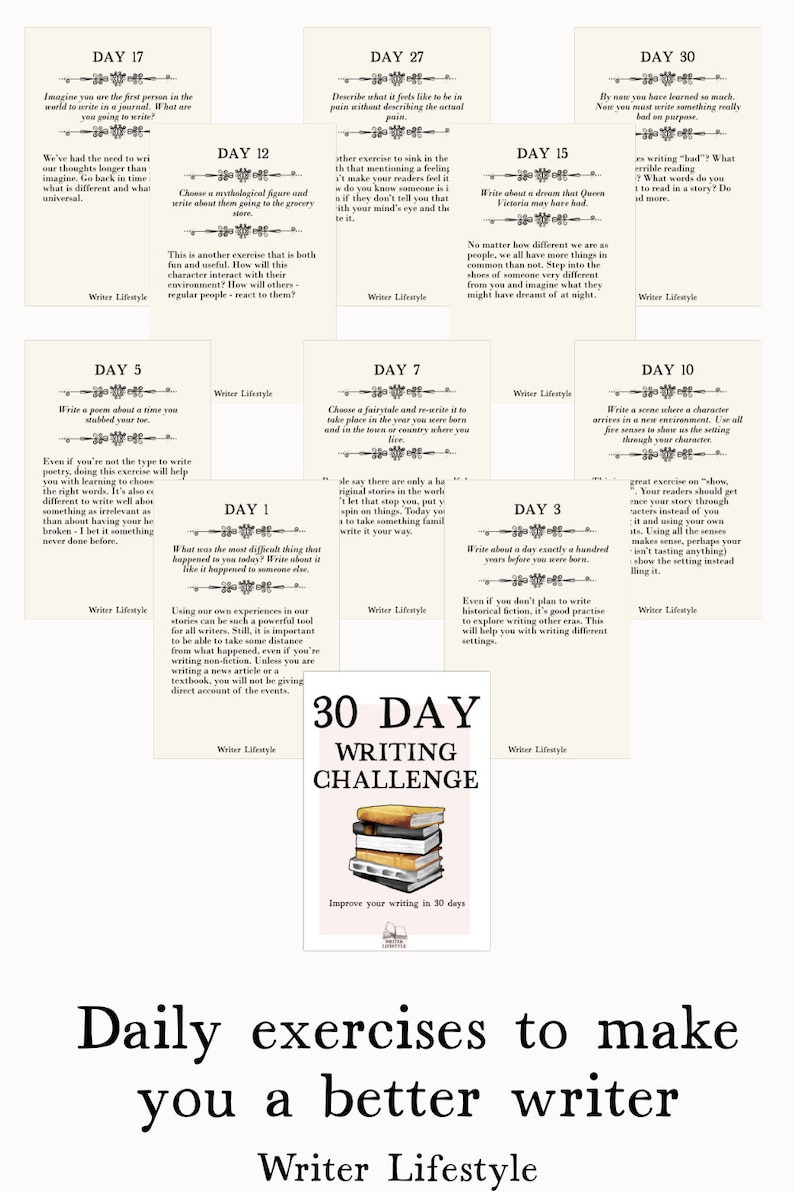 30 Day Writing Challenge With Daily Creative Writing Prompts, Book ...