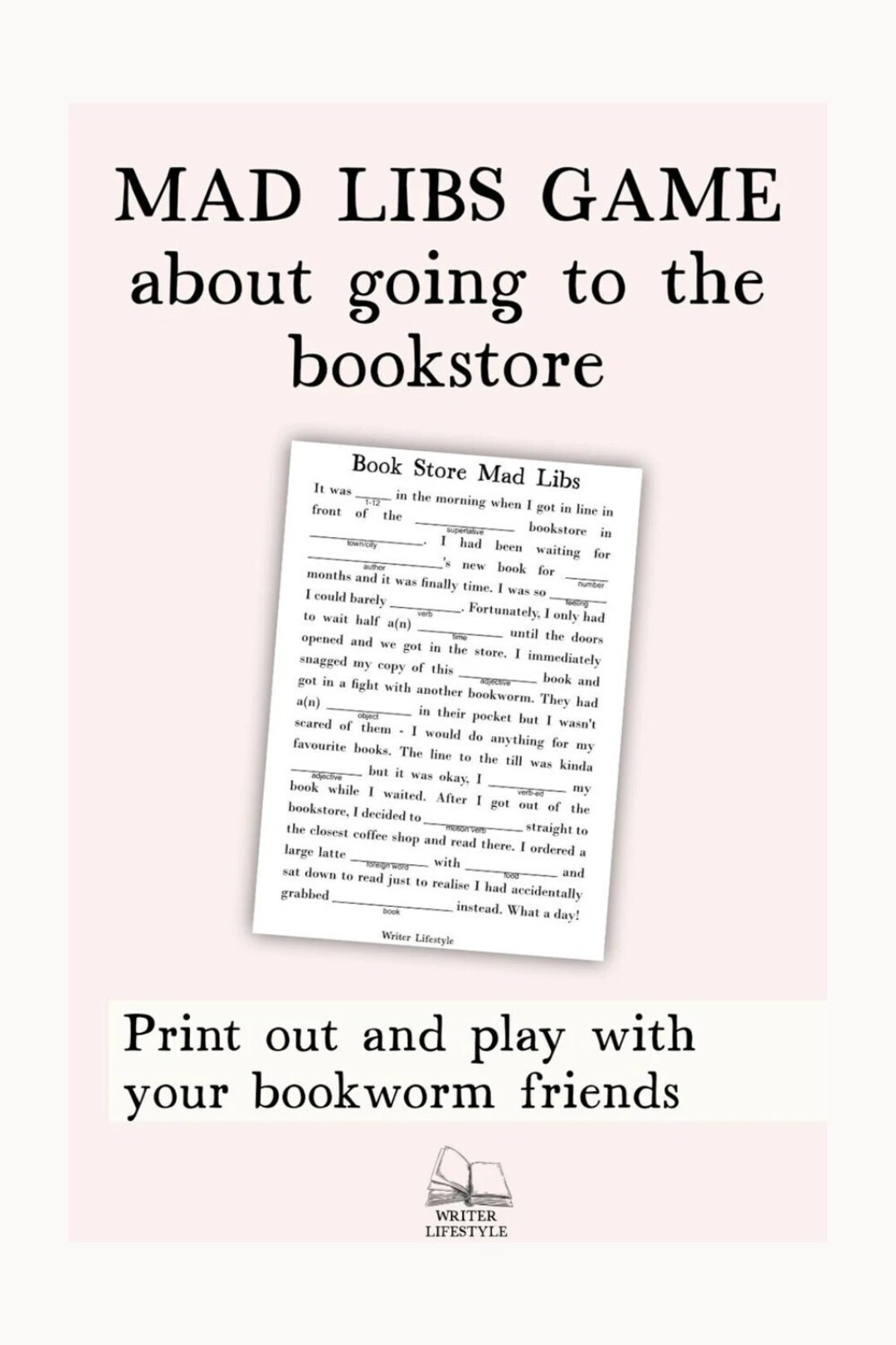 Funny Mad Libs Game for Book Lovers Printable (Download Now) - Etsy