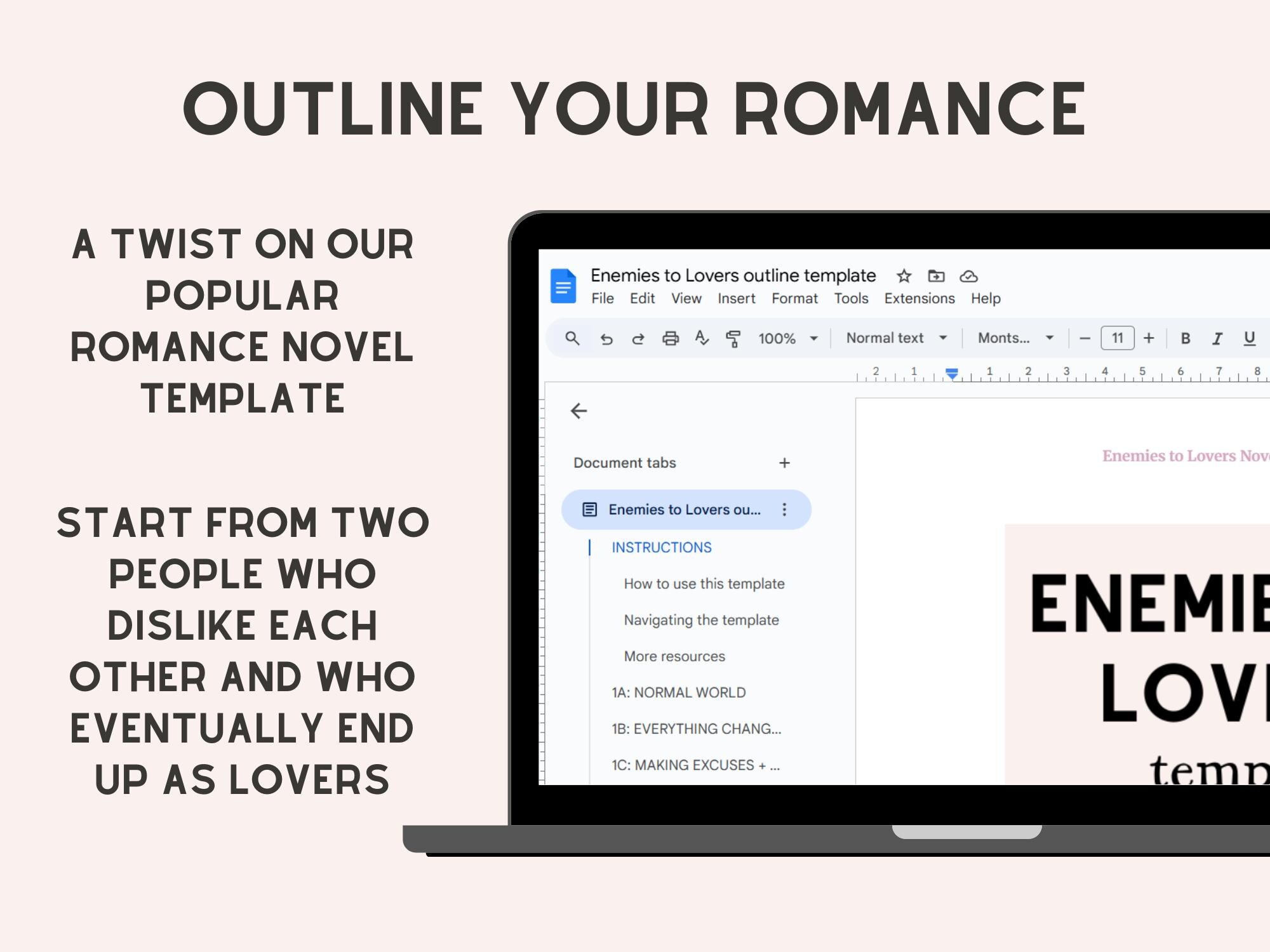 Enemies to Lovers Story Structure Google Docs Template for Romance ...