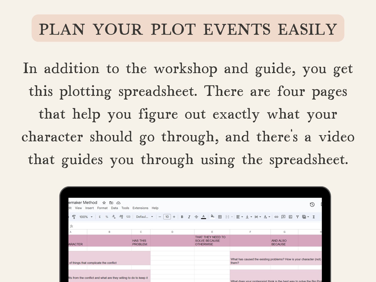 Novel Plotting Sheet and Guide, Story Mapping Spreadsheet, Character ...