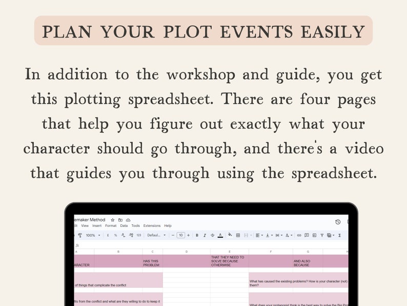 Novel Plotting Sheet and Guide, Story Mapping Spreadsheet, Character ...