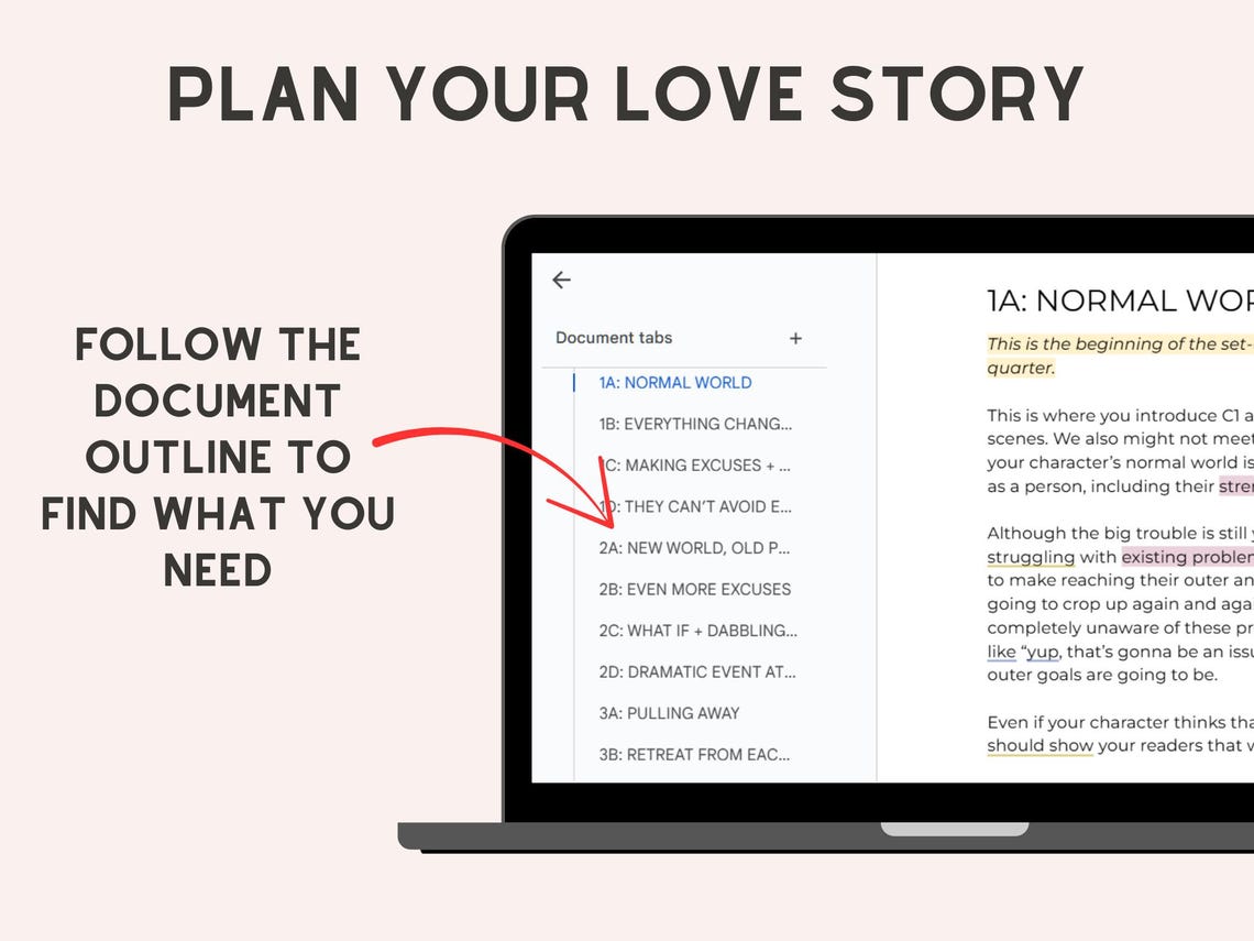 Romance Novel Outline Template for Google Docs, Book Writing Beat Sheet - Etsy
