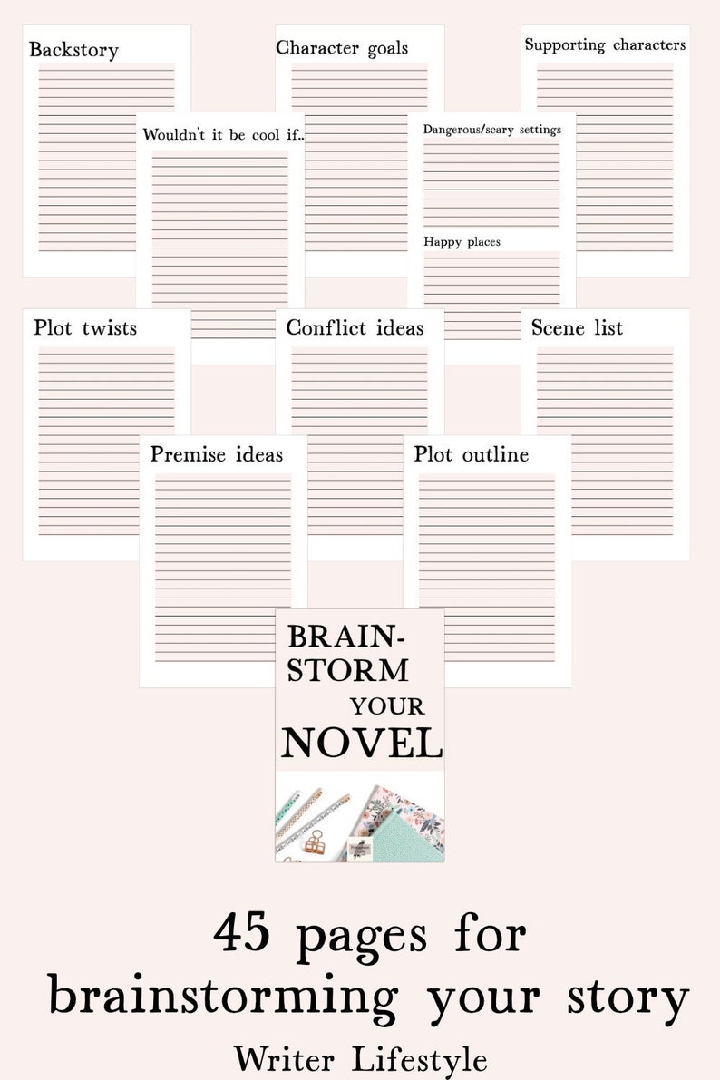 Brainstorming Printables for Writers Novel Planner - Etsy UK