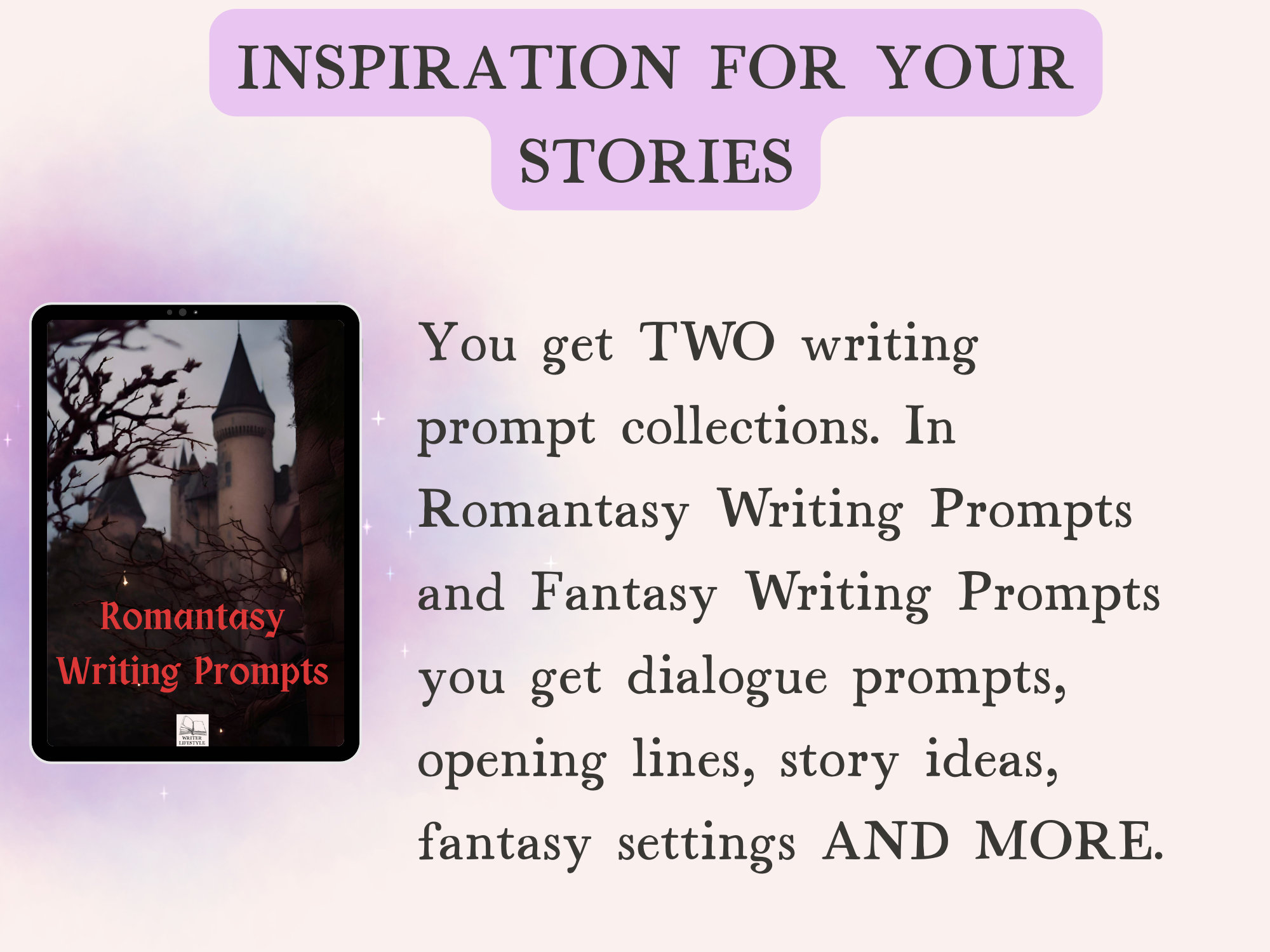 Romantasy Writing Bundle With a Novel Outline Template, Fantasy Workbooks, Romance Character ...