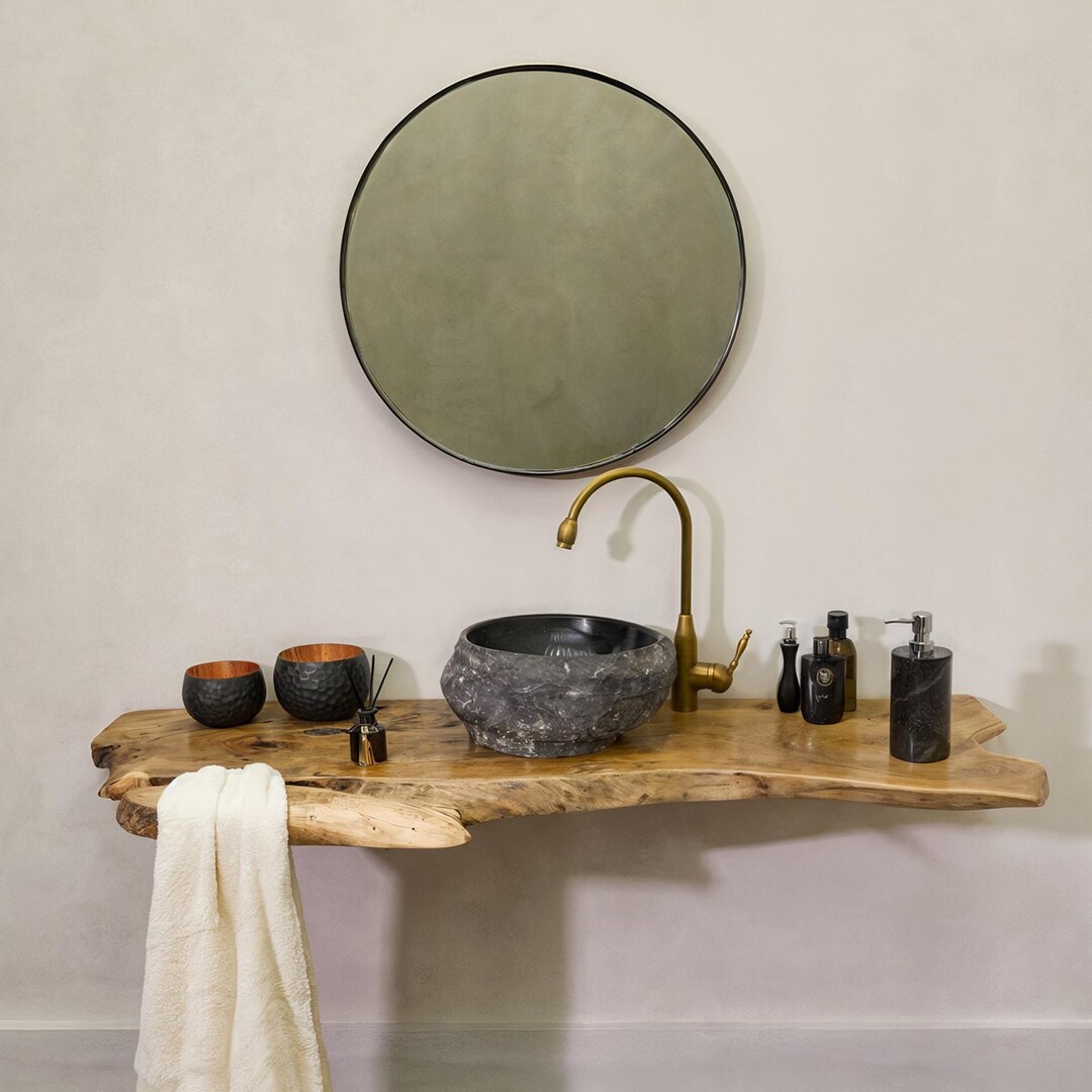 Solid Rustic Bathroom Shelf, Custom Handcrafted Farmhouse Bathroom Wall ...