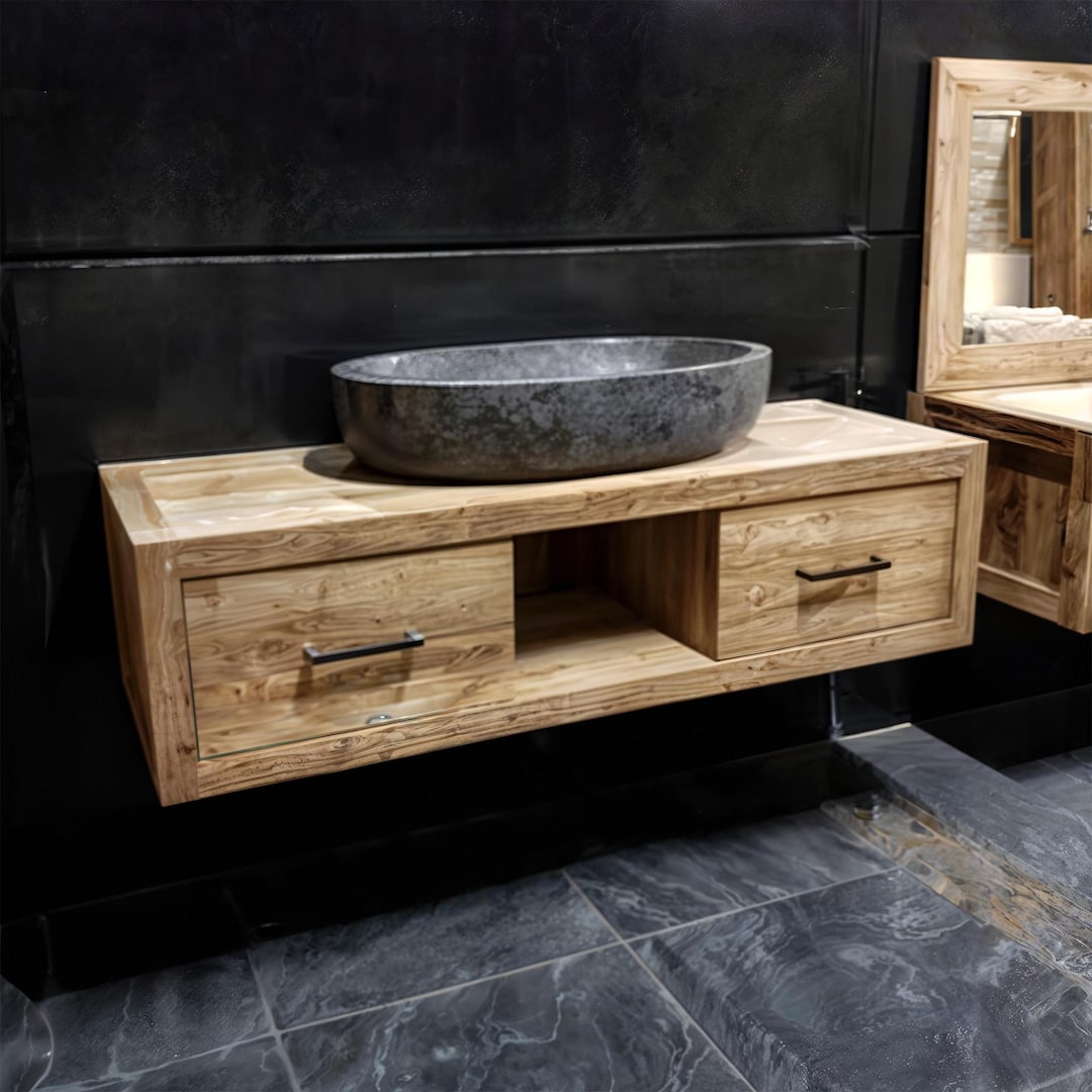 Rustic Wood Bathroom Vanity With Sink, Bathroom Vanity With Single Sink ...