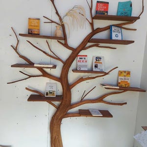 Tree Branch Bookshelf Custom Size Shelf Solid Wood Live Edge Floating ...