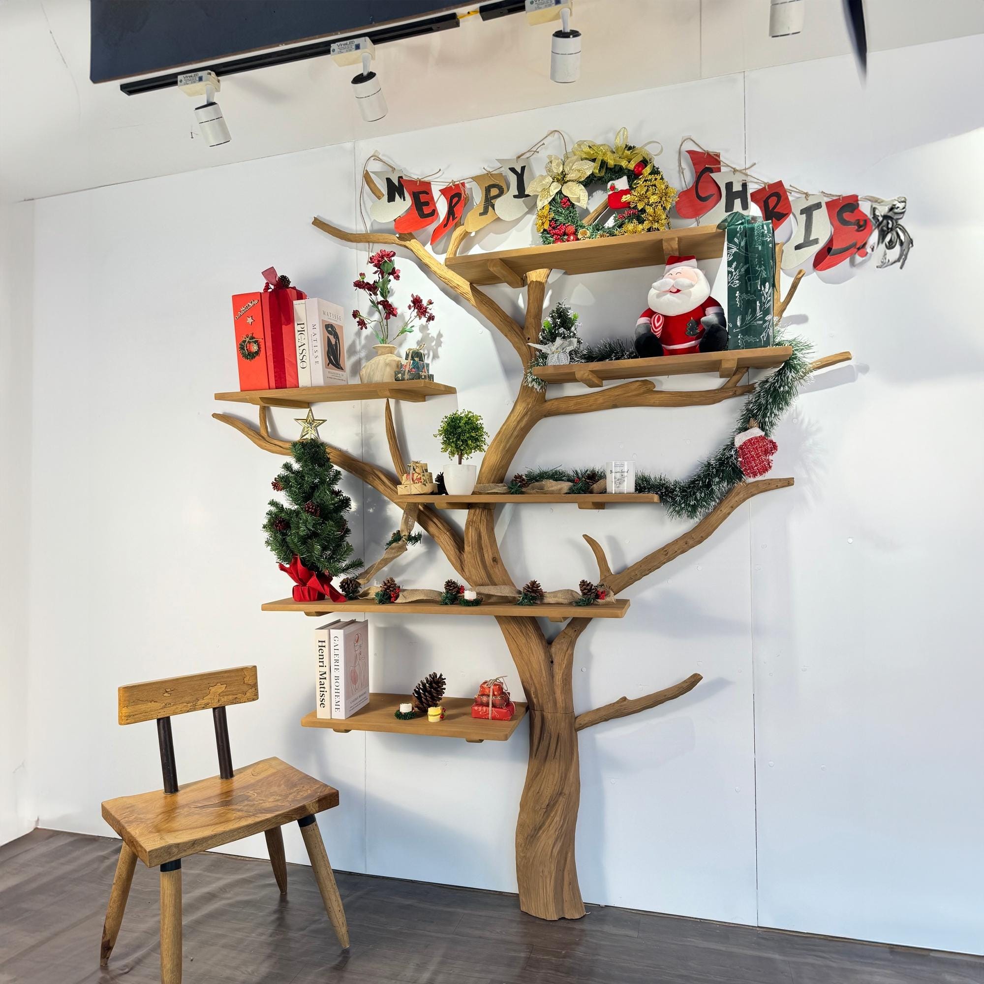 Tree Bookshelf Solid Wood Carving Driftwood Branch Live Edge Floating ...