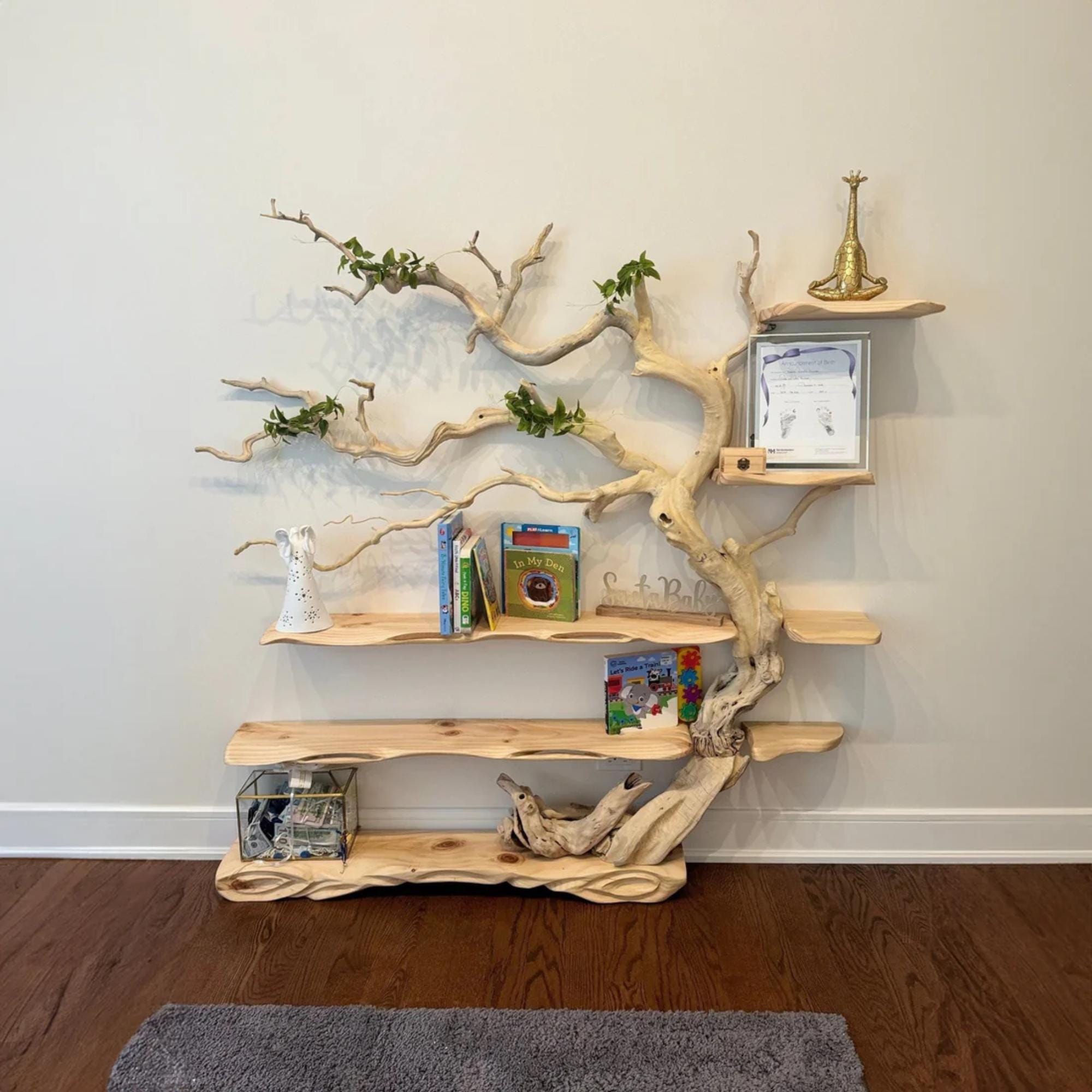 Tree Branch Freestanding Shelves Driftwood Branch Floating Bookshelf ...