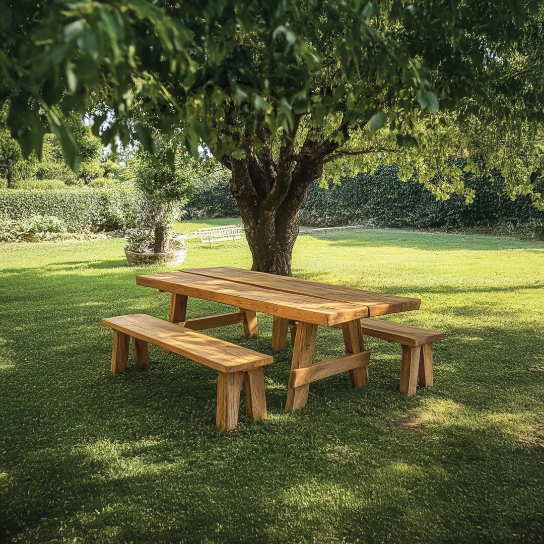 Rustic Wood Outdoor Dining Table Long Wooden Dining Table Set Farmhouse ...