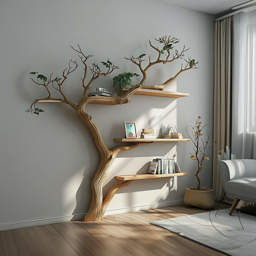 Tree Branch Bookshelf Decorations Wall Mount Bookshelf Montessori ...