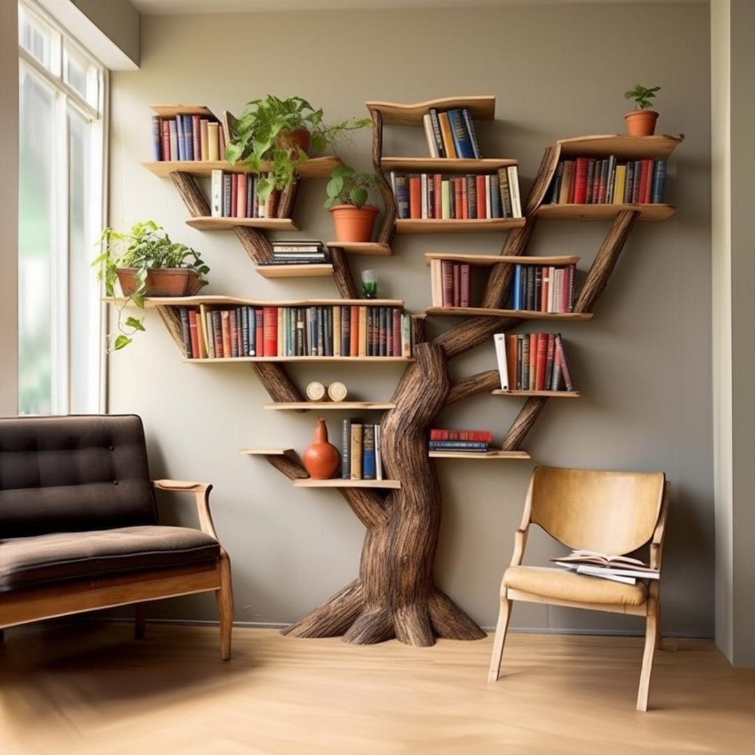 Tree Branch Standing Corner Shelf Solid Wood Live Edge Floating Shelf ...