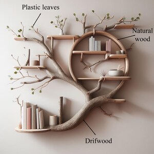 Tree Branch Floating Corner Bookcase Driftwood Shelf Bookshelf ...