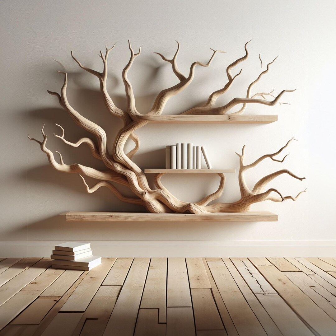 Tree Branch Floating Corner Shelf Mini Bookcase Driftwood Solid Wood ...