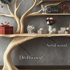 Narrow Console Table With Tree Branch Shelves Solid Wood Table ...