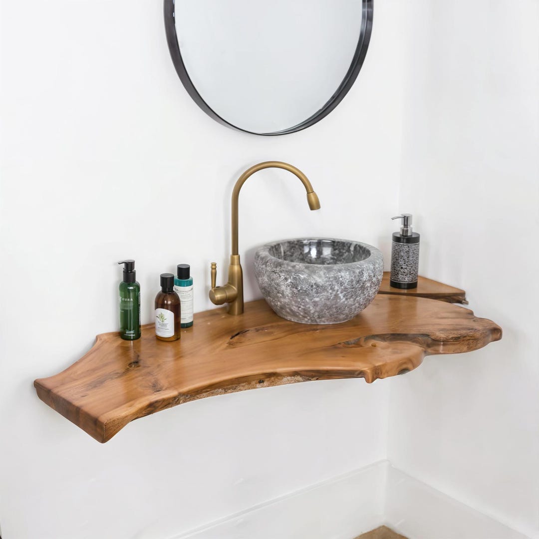 Live Edge Natural Bathroom Sink Vanity, Handcrafted Bathroom Rustic ...