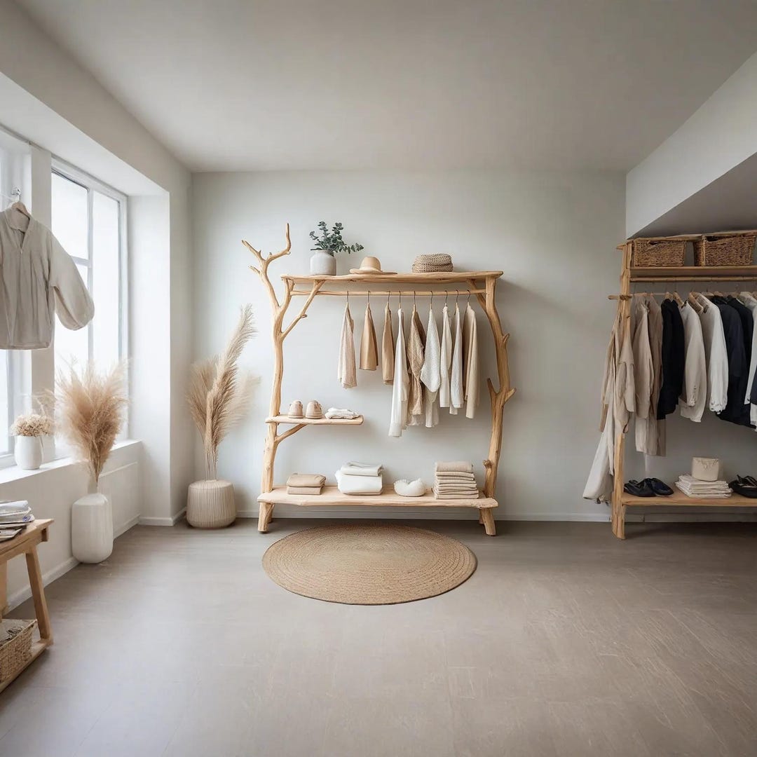 Rustic Tree Branch Corner Coat Rack Shelf Standing Coat Hanger Shoe ...