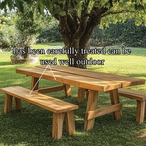 Rustic Wood Outdoor Dining Table Long Wooden Dining Table Set Farmhouse ...