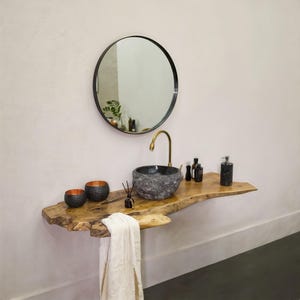 Solid Rustic Bathroom Shelf, Custom Handcrafted Farmhouse Bathroom Wall ...