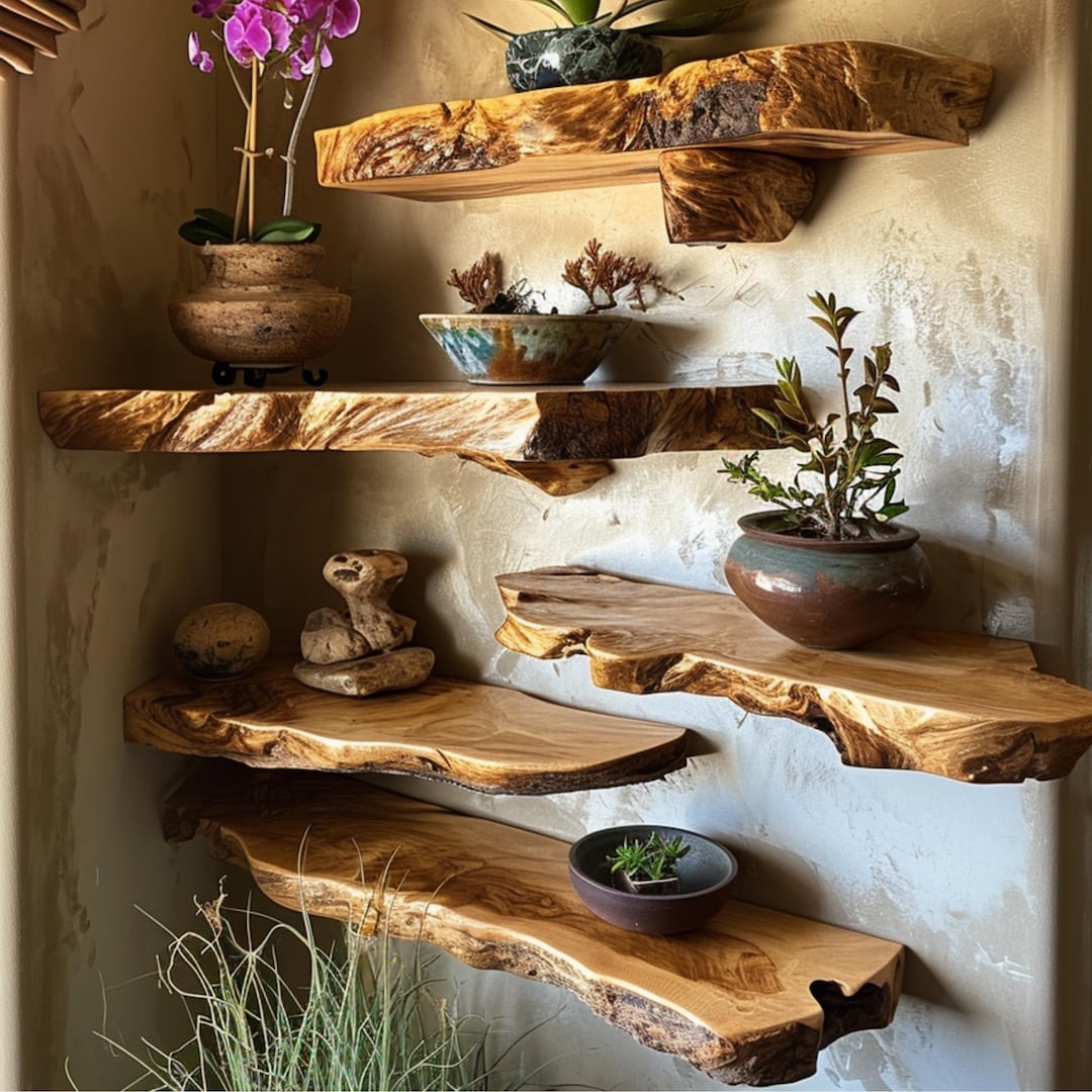 Live Edge Floating Shelf Floating Corner Shelf Wall Mounted Book Shelf ...