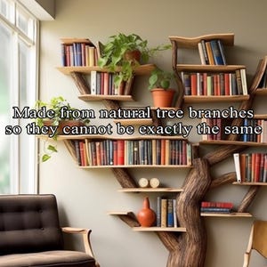 Tree Branch Standing Corner Shelf Solid Wood Live Edge Floating Shelf ...