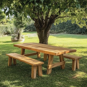 Rustic Wood Outdoor Dining Table Long Wooden Dining Table Set Farmhouse ...