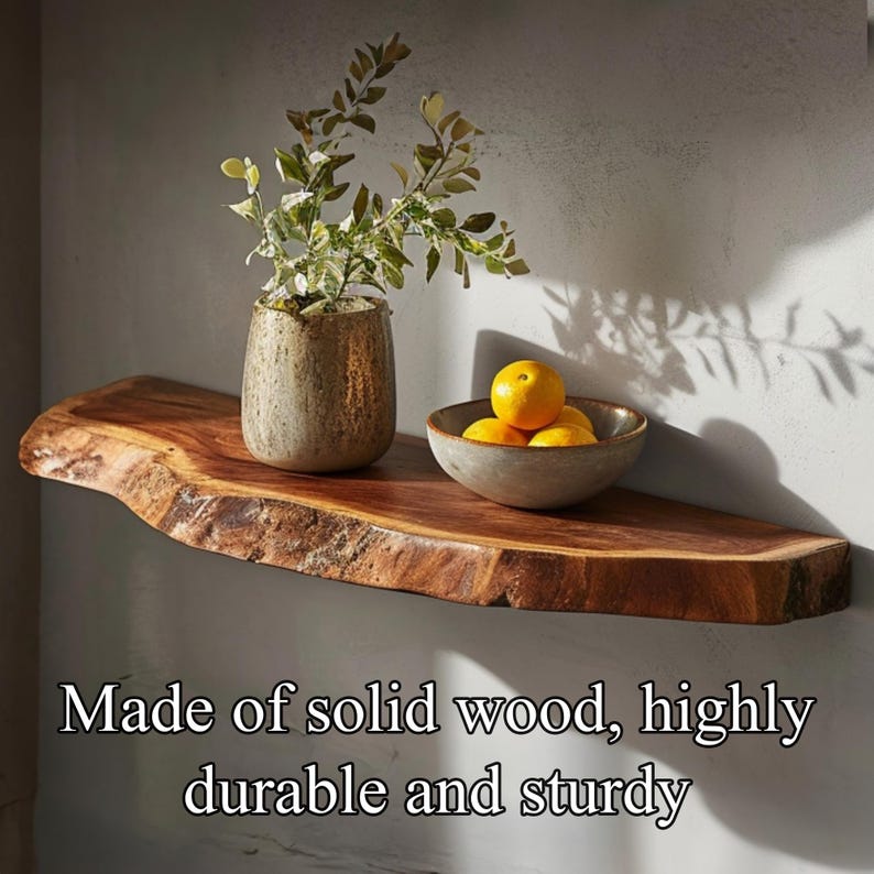 Live Edge Floating Shelf Display Shelf Custom Floating Shelf Wooden ...