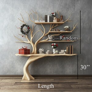 Narrow Console Table With Tree Branch Shelves Solid Wood Table ...