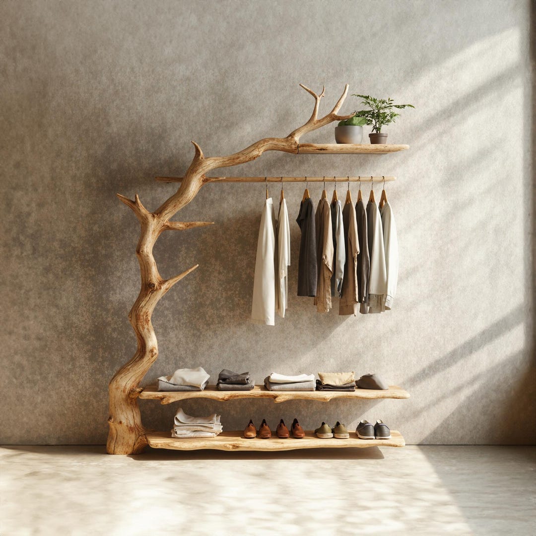 Rustic Standing Coat Rack Wall Clothes Rack Tree Branch Coat Rack Wall ...